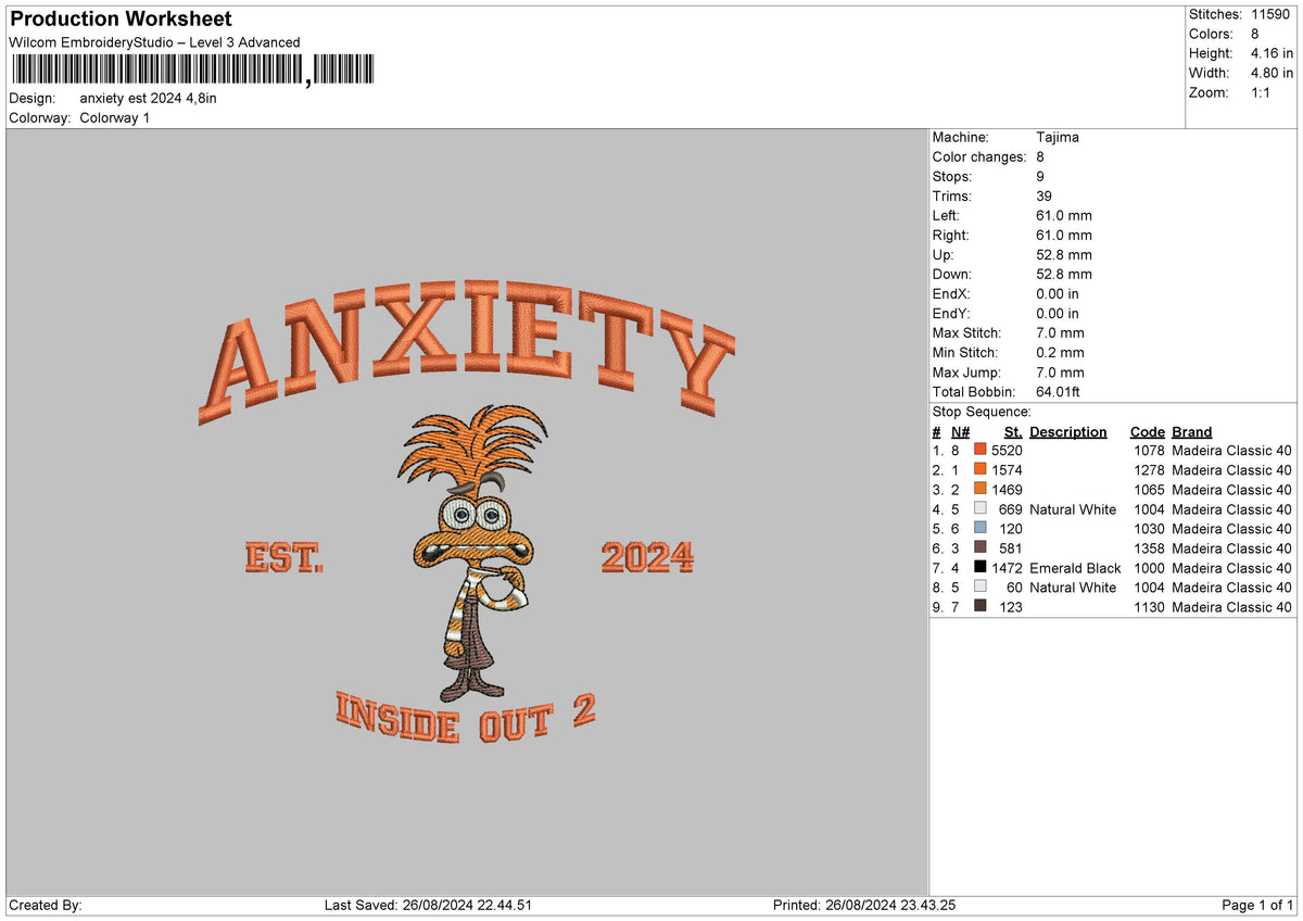Anxiety 19 Embroidery File 6 sizes – Master Digitizer
