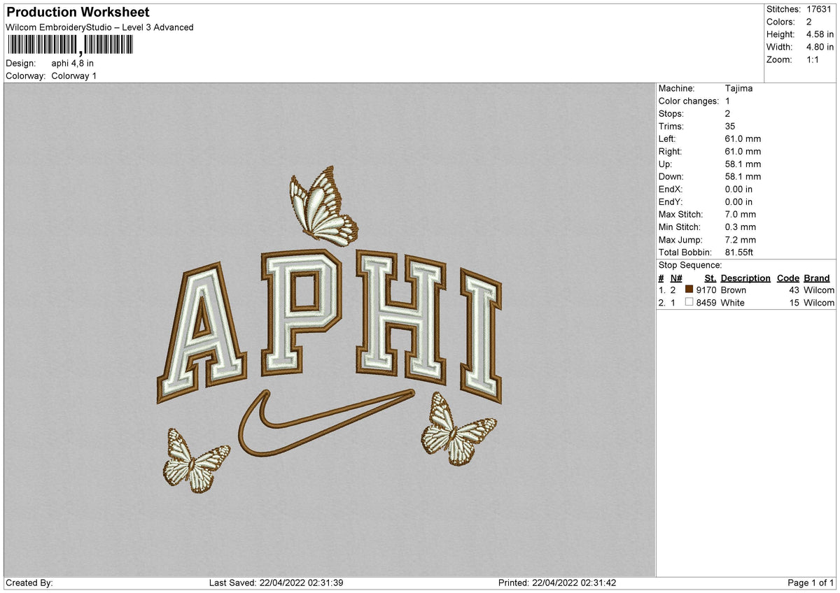Aphi Embroidery File 4 size – Master Digitizer