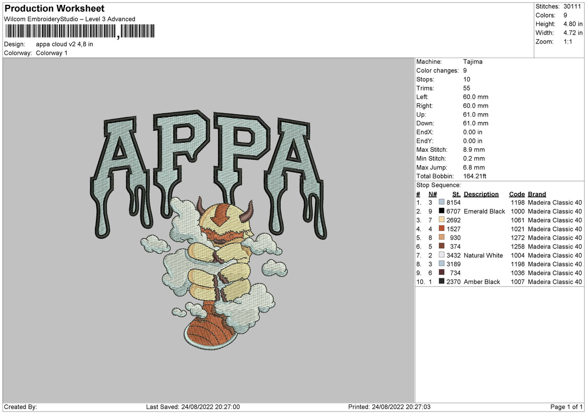 Appa Cloud V2 Embroidery File 5 sizes – Master Digitizer