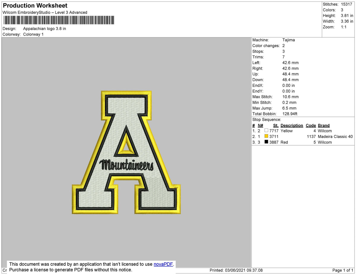 Appalachian Logo Embroidery File 4 size – Master Digitizer