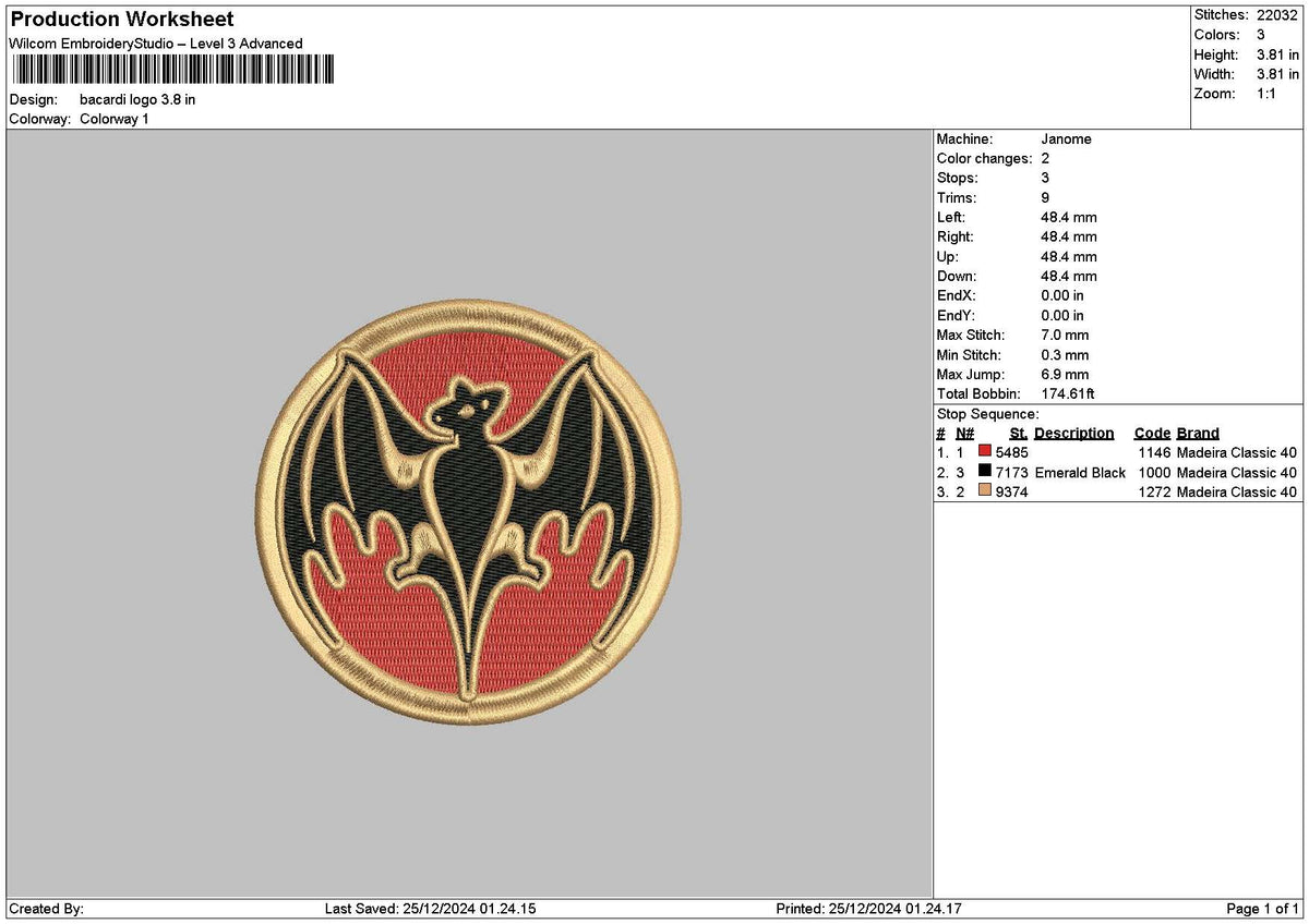 Bat Circle 2512 Embroidery File 6 sizes – Master Digitizer