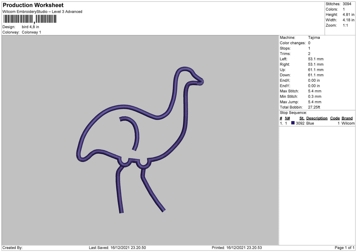 Bird Outline Embroidery File 4 size – Master Digitizer