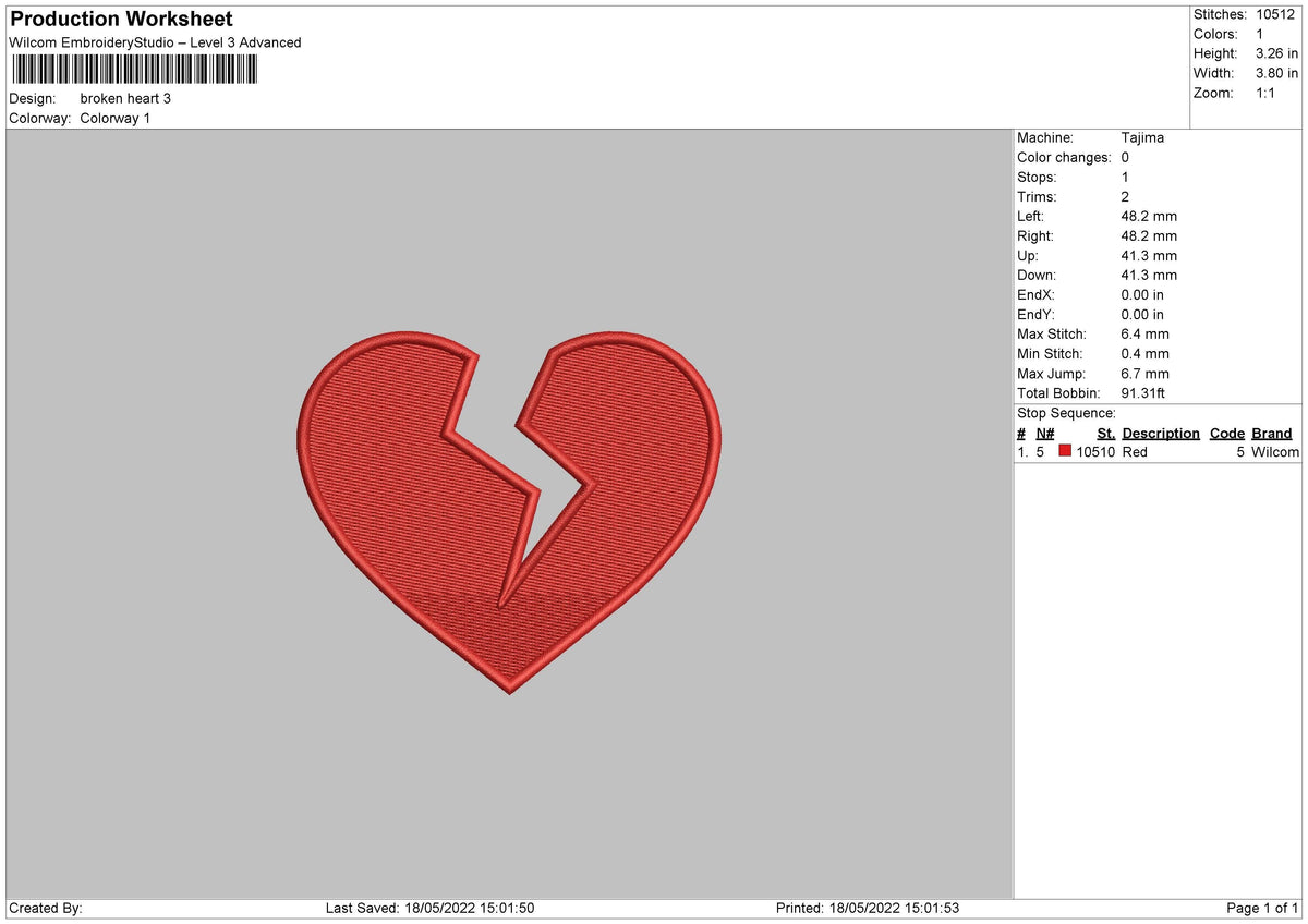 Broken Heart Embroidery File 4 size – Master Digitizer