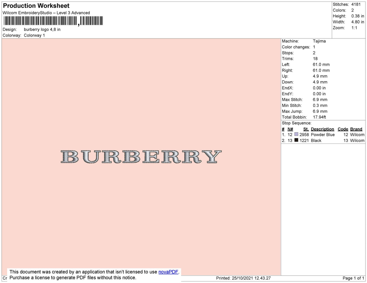 Burberry Logo Embroidery File 4 size – Master Digitizer