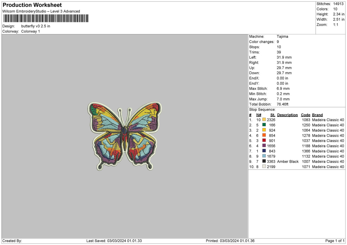 Butterfly V3 Embroidery File 6 sizes – Master Digitizer