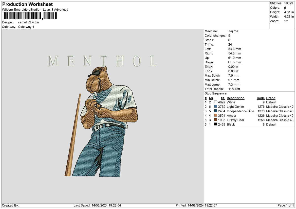 Camel V2 Embroidery File 6 sizes – Master Digitizer