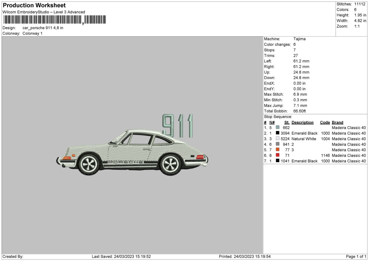 Car Porsche Embroidery File 6 sizes – Master Digitizer