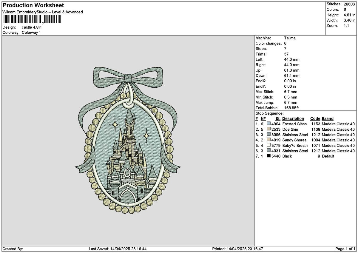 Castle 1404 Embroidery File 6 sizes – Master Digitizer