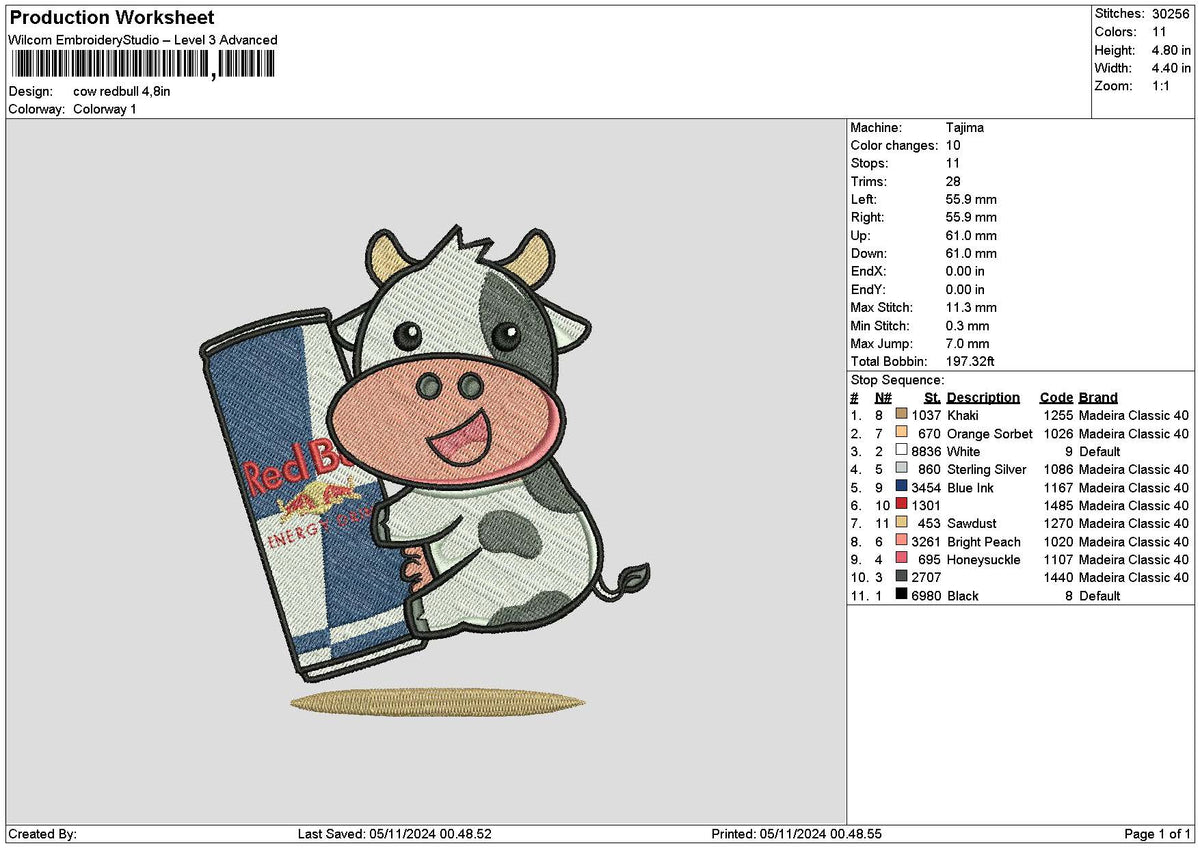 Cow Bull 01 Embroidery File 6 sizes – Master Digitizer