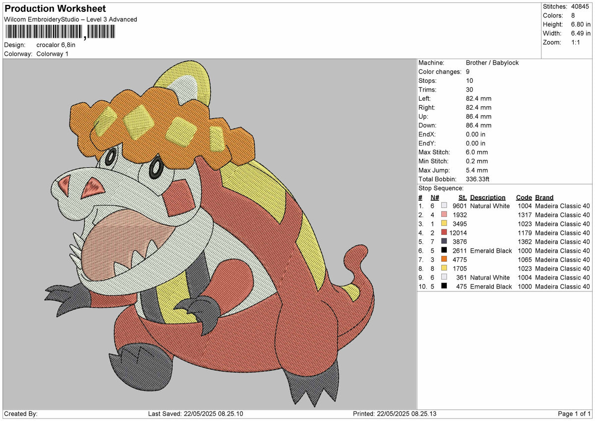 Crocalor Pokemon Embroidery File – Master Digitizer