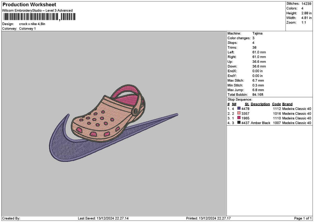 Swoosh Crocs Embroidery File 6 sizes – Master Digitizer