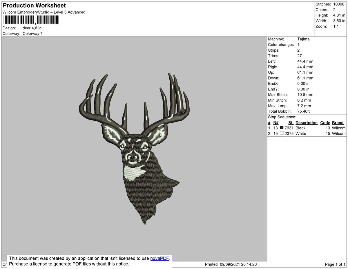Deer Embroidery File 4 size – Master Digitizer