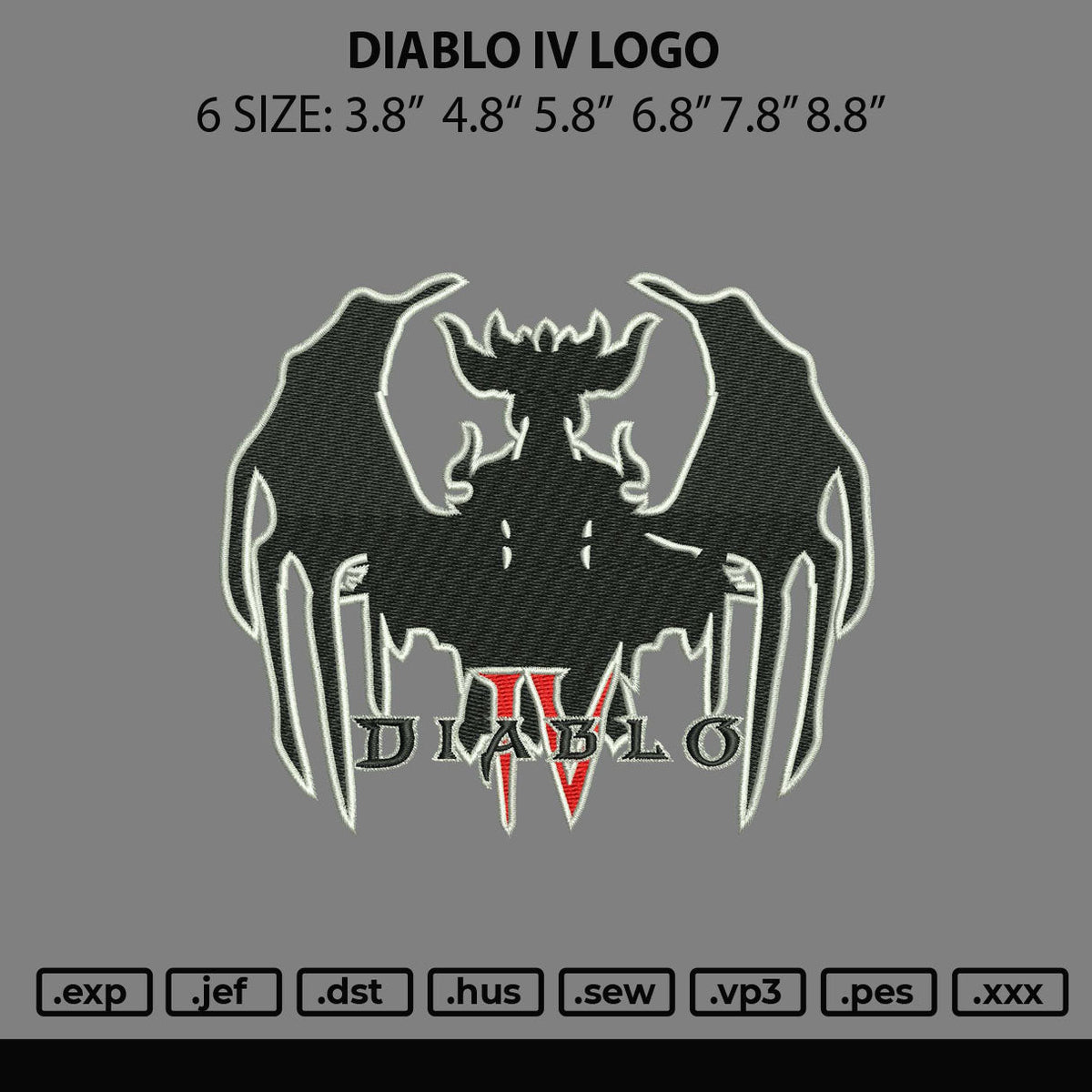Diablo Iv Logo Embroidery File 6 sizes – Master Digitizer