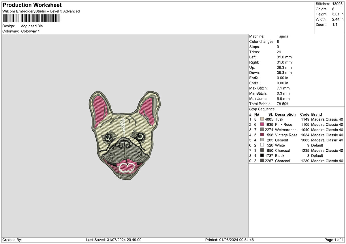 Dog Head Patch Embroidery File 6 sizes – Master Digitizer