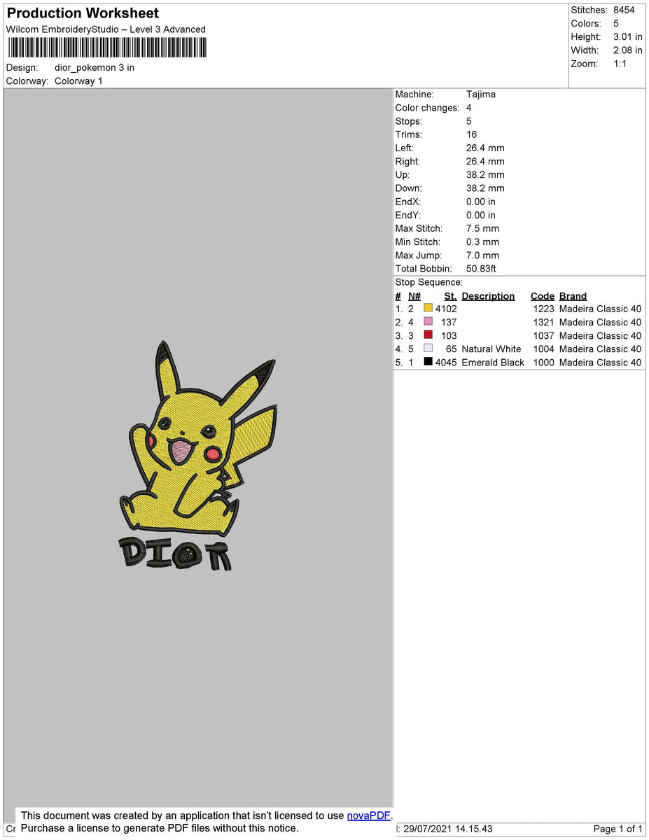 D Pokemon Embroidery File 4 size – Master Digitizer