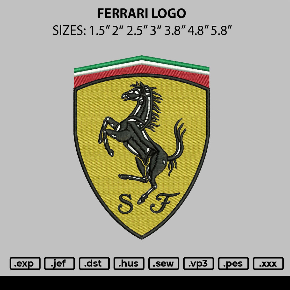 Ferrari Logo Embroidery File 4 size – Master Digitizer