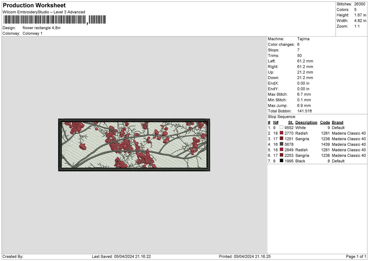 Flower Rectangle Embroidery File 6 sizes – Master Digitizer