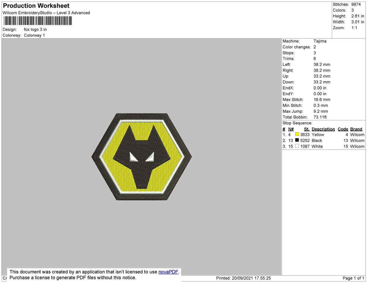 Fox Logo Embroidery File 4 size – Master Digitizer