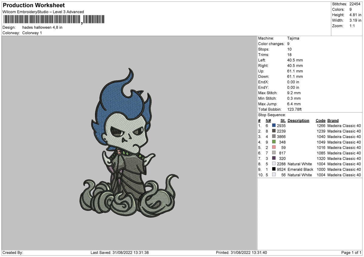Hades Halloween Embroidery File 5 sizes – Master Digitizer