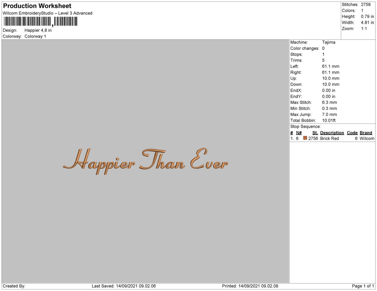 Happier Text Embroidery File 4 size – Master Digitizer