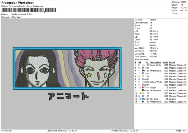 Hisoka Rectangle 003 Embroidery File 4 size – Master Digitizer