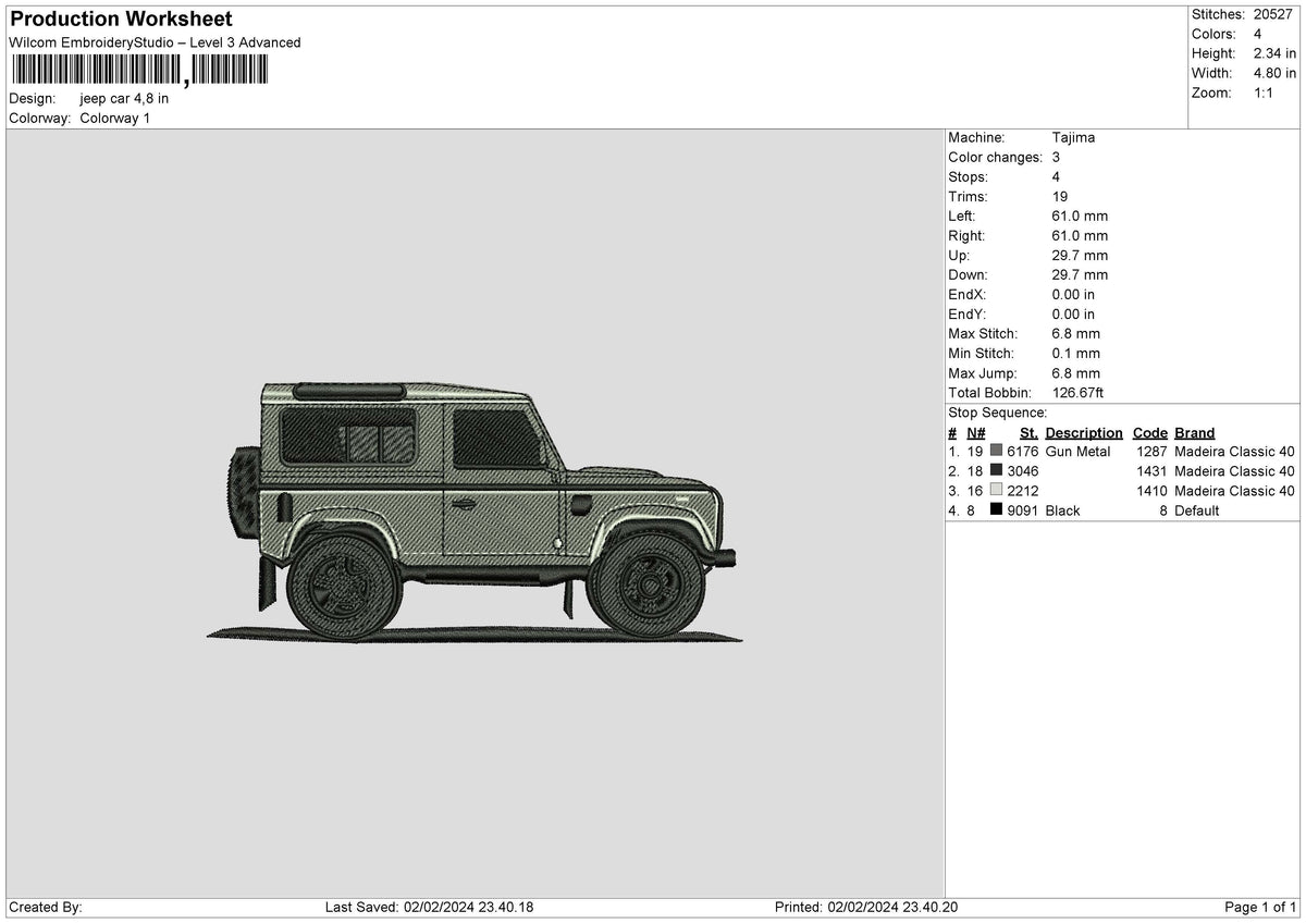 Jeep Car 003 Embroidery File 6 sizes – Master Digitizer