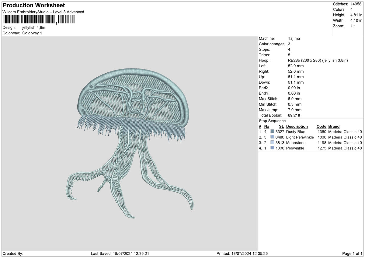 Jellyfish 01 Embroidery File 6 sizes – Master Digitizer