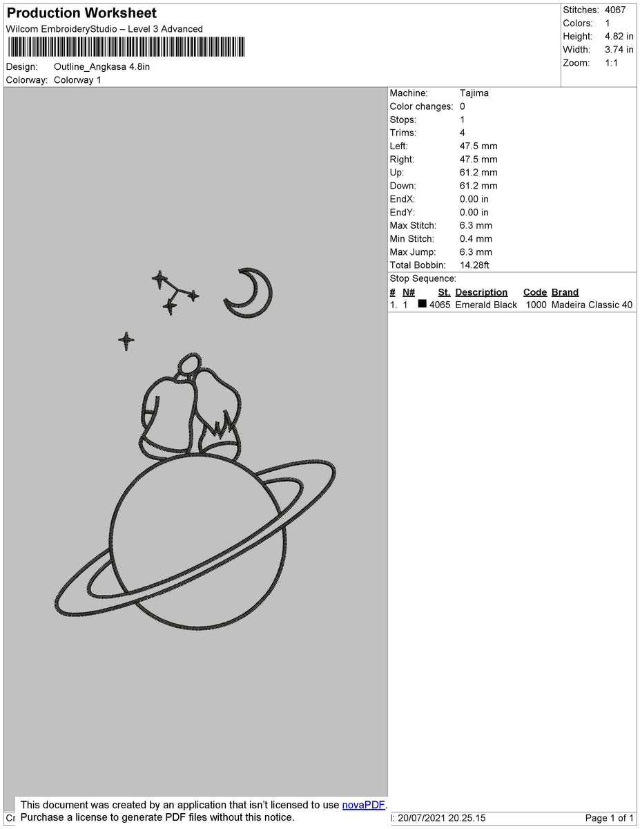 Jupiter Outline Embroidery File 4 size – Master Digitizer