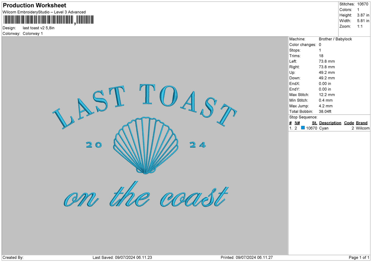 Toast Text V2 Embroidery File 6 sizes – Master Digitizer
