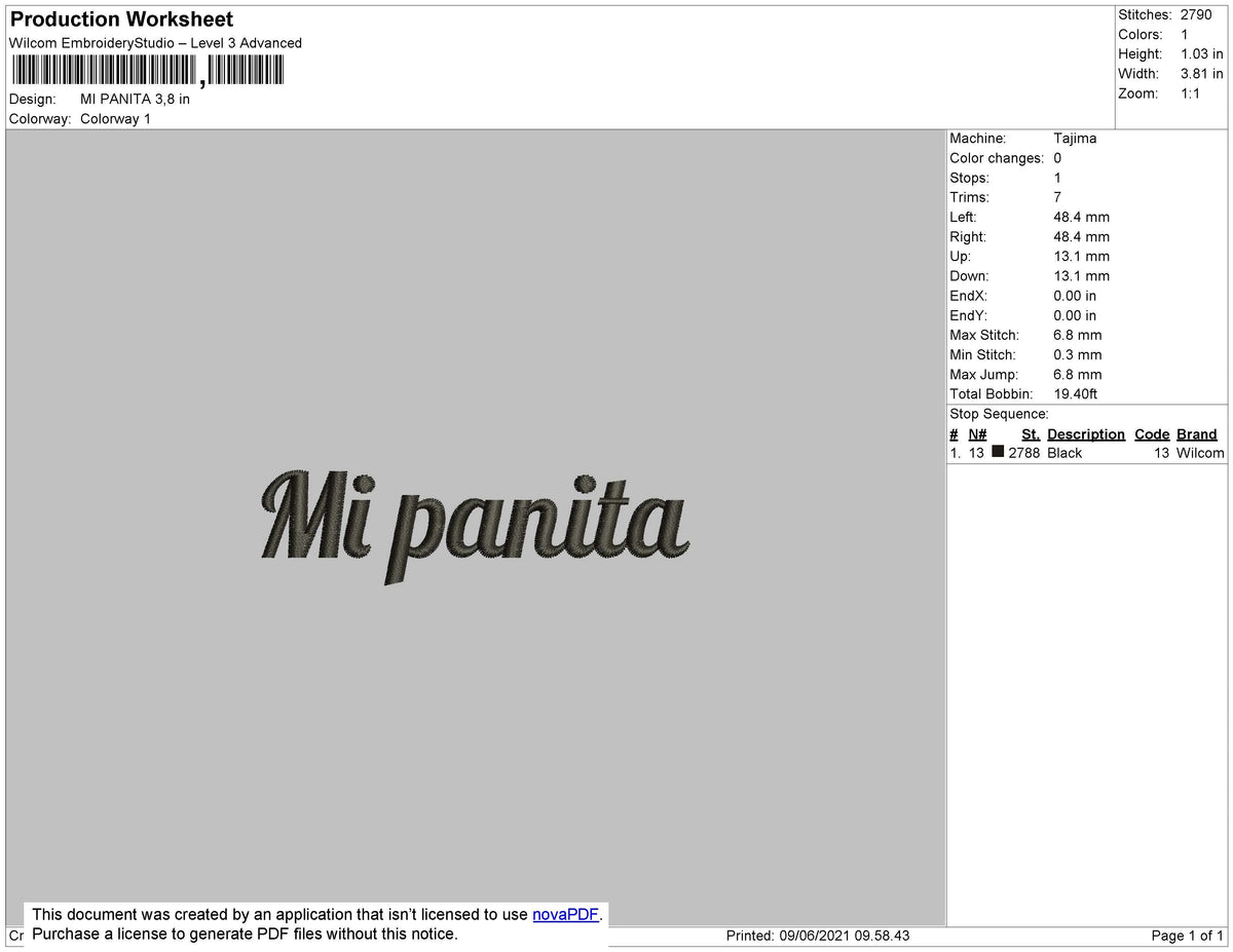 Mi Panita Text Embroidery File 4 size – Master Digitizer