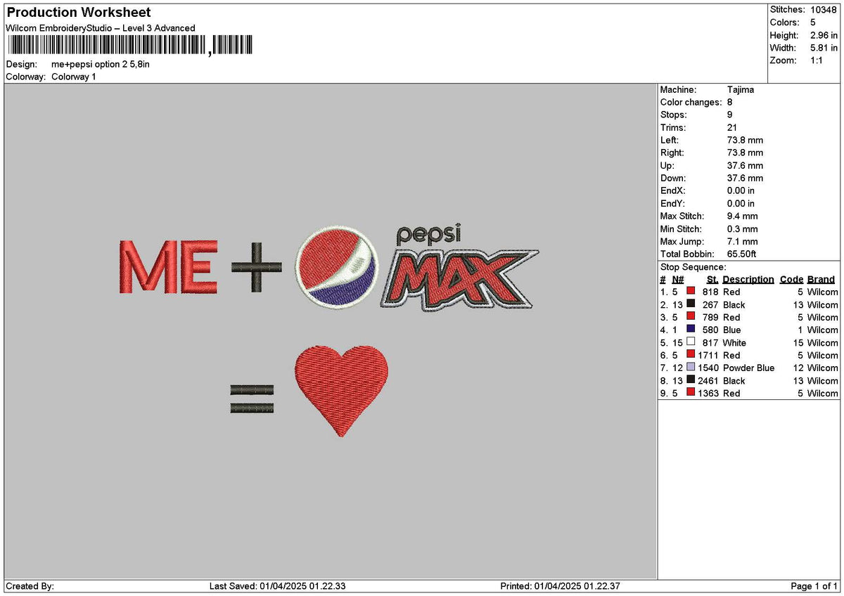 Me Pepsi Embroidery File 6 sizes – Master Digitizer
