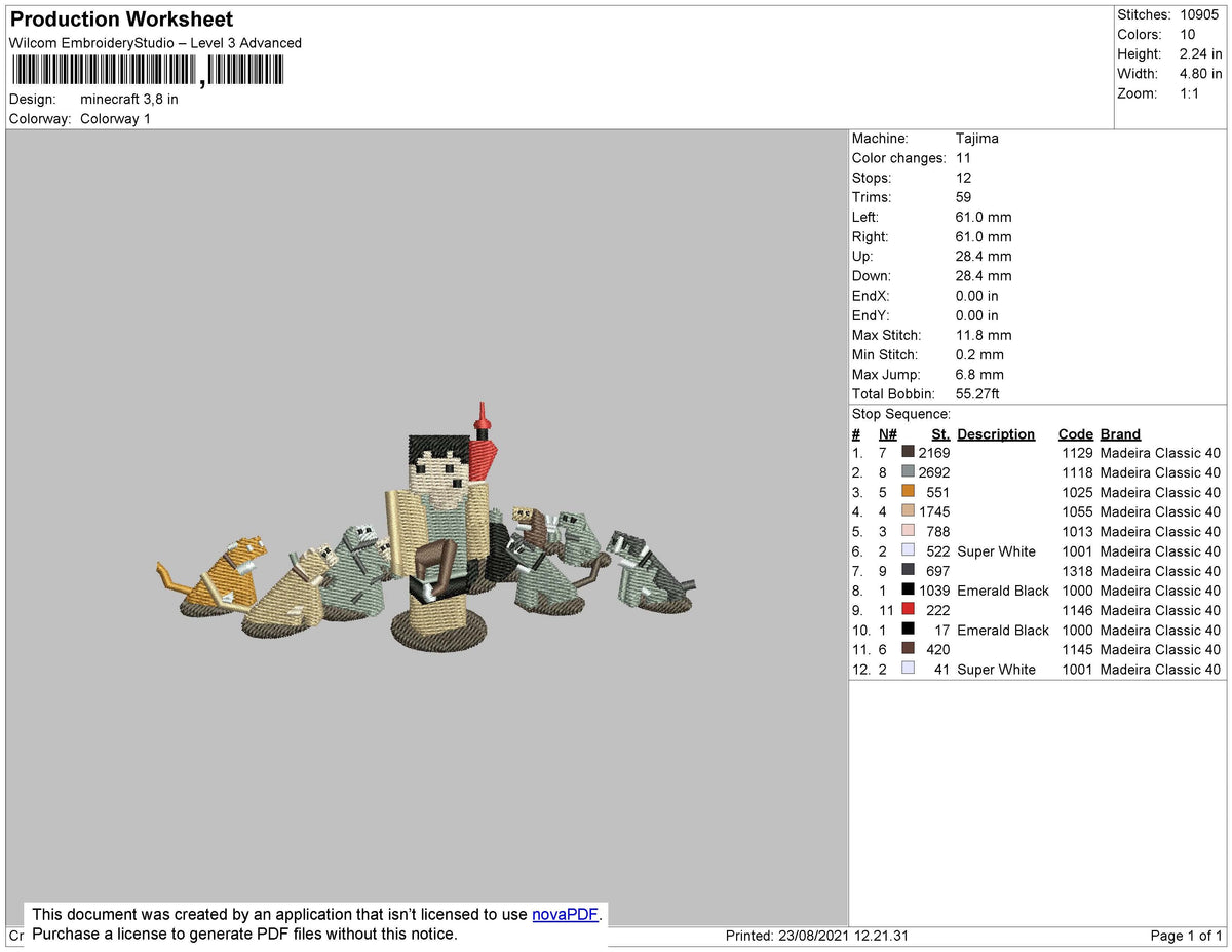 Minecraft Embroidery File 4 size – Master Digitizer