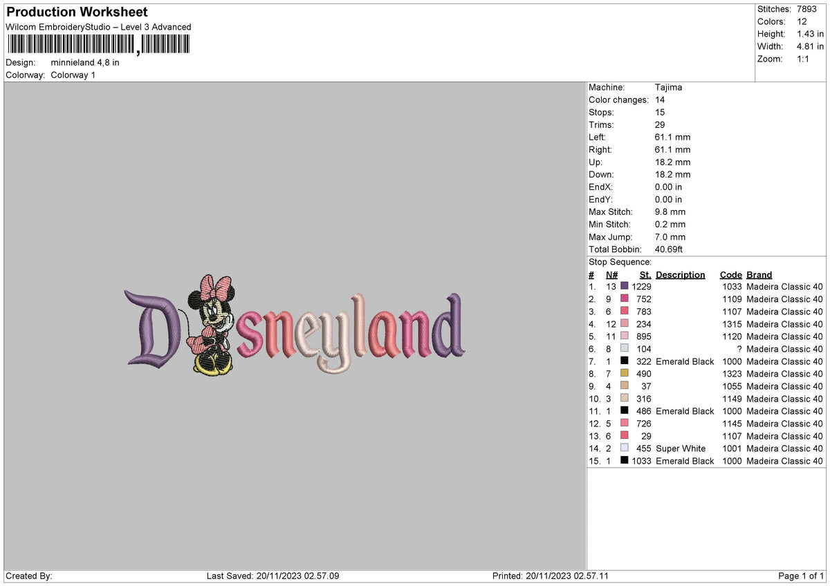Minnieland 23 Embroidery File 6 sizes – Master Digitizer