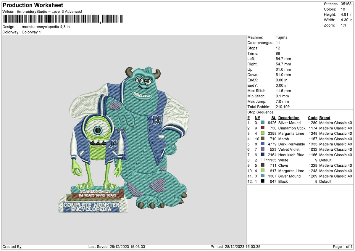 Monsters 2812 Embroidery File 6 sizes – Master Digitizer