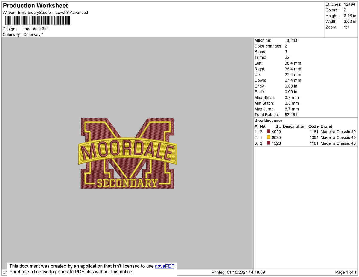 Moordale Embroidery File 4 size – Master Digitizer