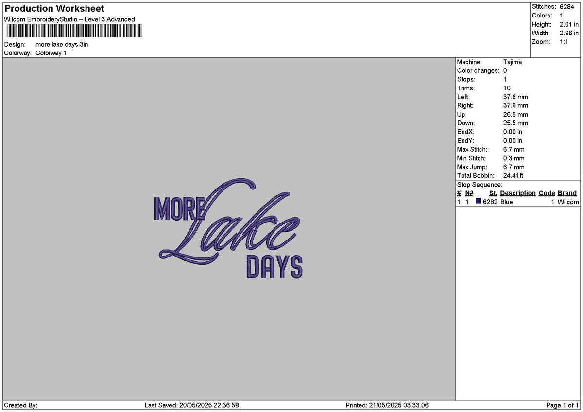 Laketext 01 Embroidery File 6 sizes – Master Digitizer