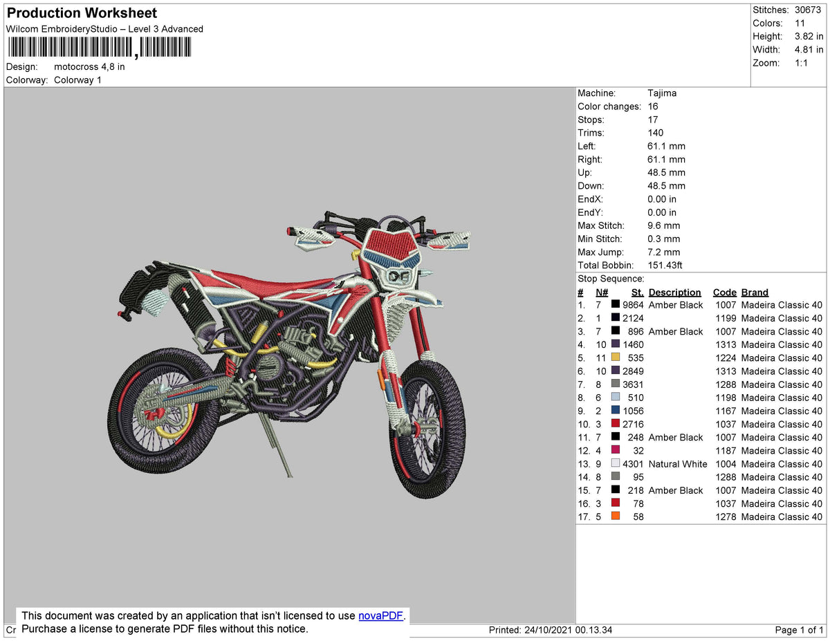 Motocross Embroidery File 4 size – Master Digitizer