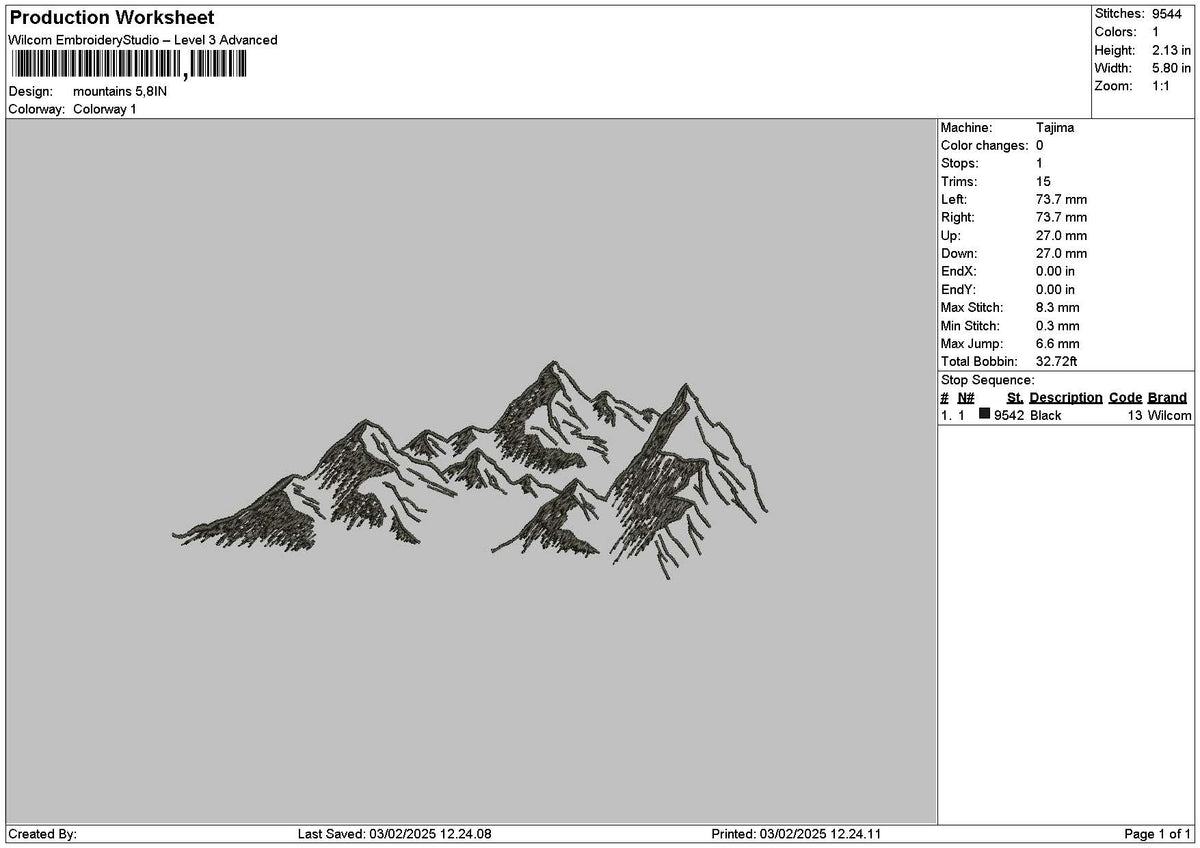 Mountains Outline 02 Embroidery File 6 sizes – Master Digitizer