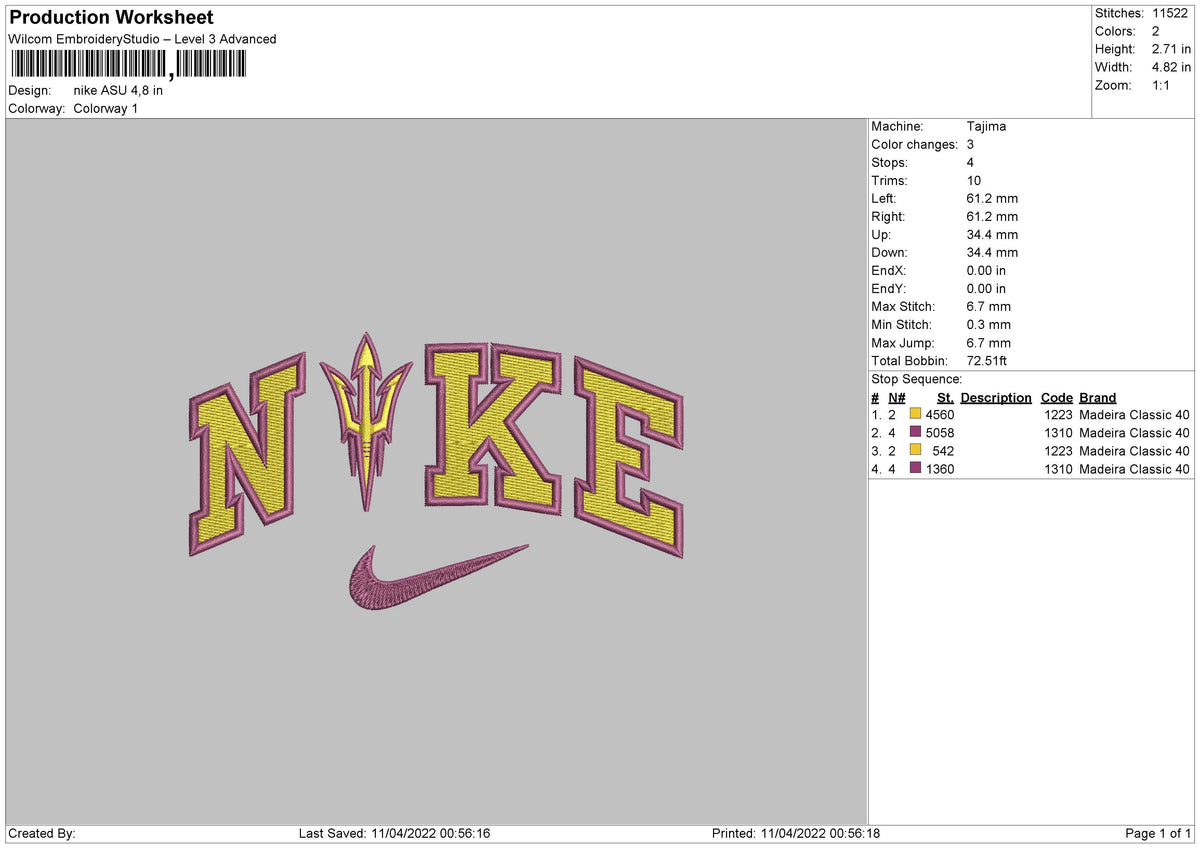 Nike ASU Embroidery File 4 size – Master Digitizer