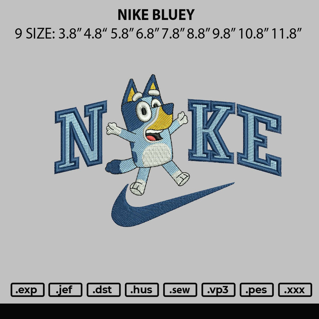 Nike Bluey Embroidery File 6 sizes – Master Digitizer