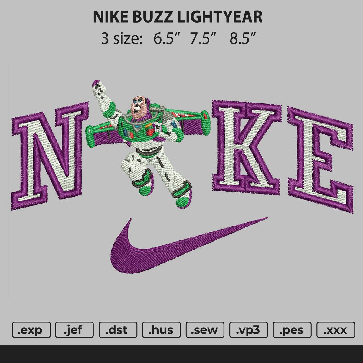Nike Buzz Lightyear Embroidery File 3 size – Master Digitizer