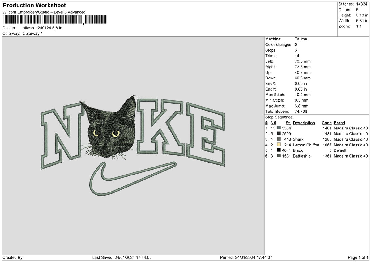 Nike Cat 2401 Embroidery File 6 sizes – Master Digitizer