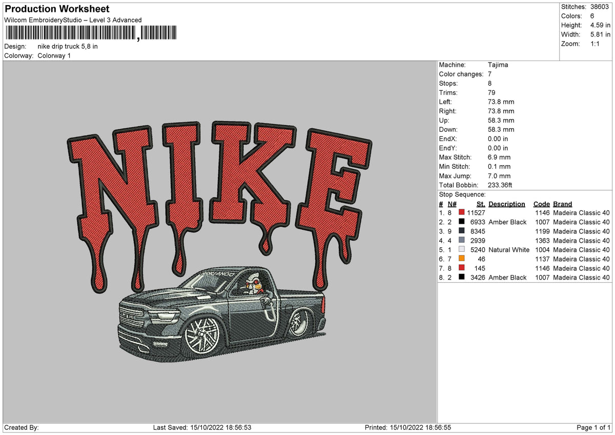 Nike Drip Truck Embroidery File 6 sizes – Master Digitizer