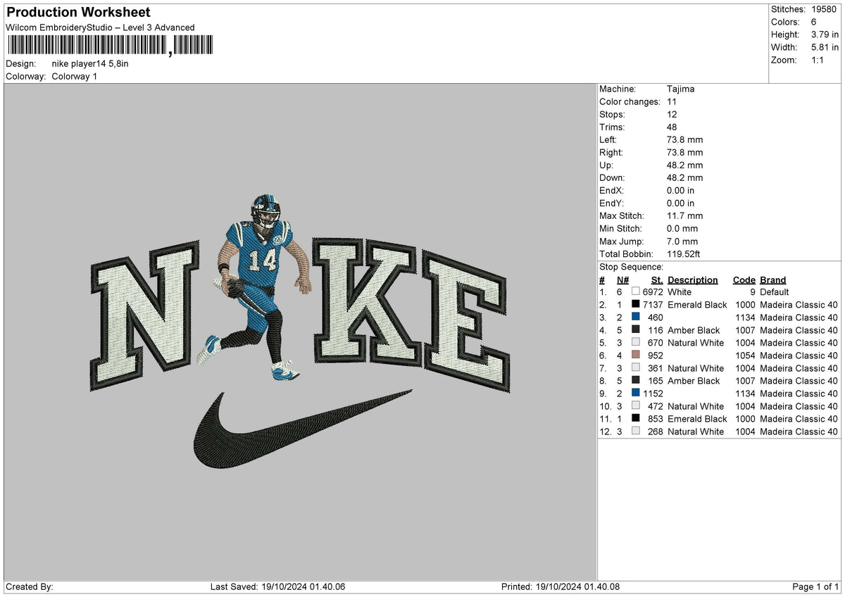 Nike Player 14 Embroidery File 6 sizes – Master Digitizer