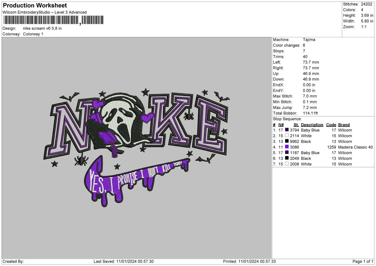 Nike Scream V6 Embroidery File 6 sizes – Master Digitizer