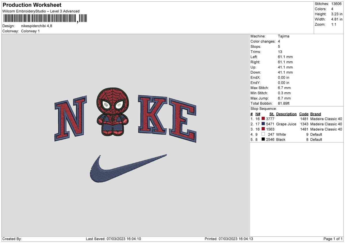 Nike Spider Chibi Embroidery File 6 sizes – Master Digitizer
