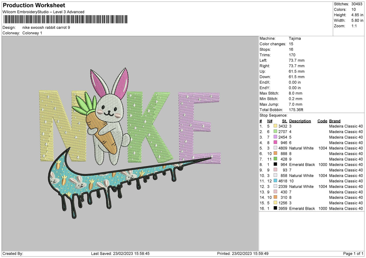 Nike Swoosh Rabbit Carrot Embroidery File 6 sizes – Master Digitizer