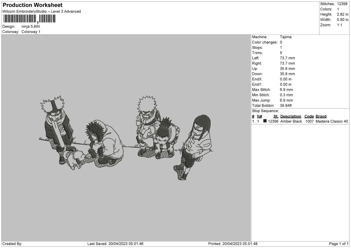 Ninja Squad Embroidery File 6 sizes – Master Digitizer