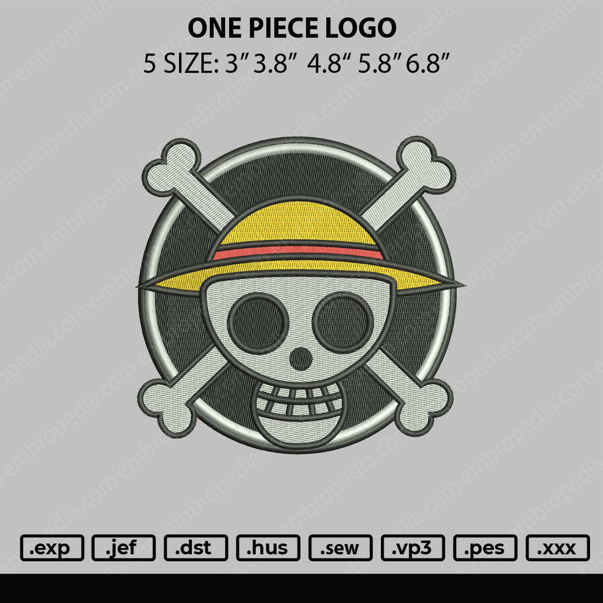 One Piece Logo Embroidery File 5 sizes – Master Digitizer