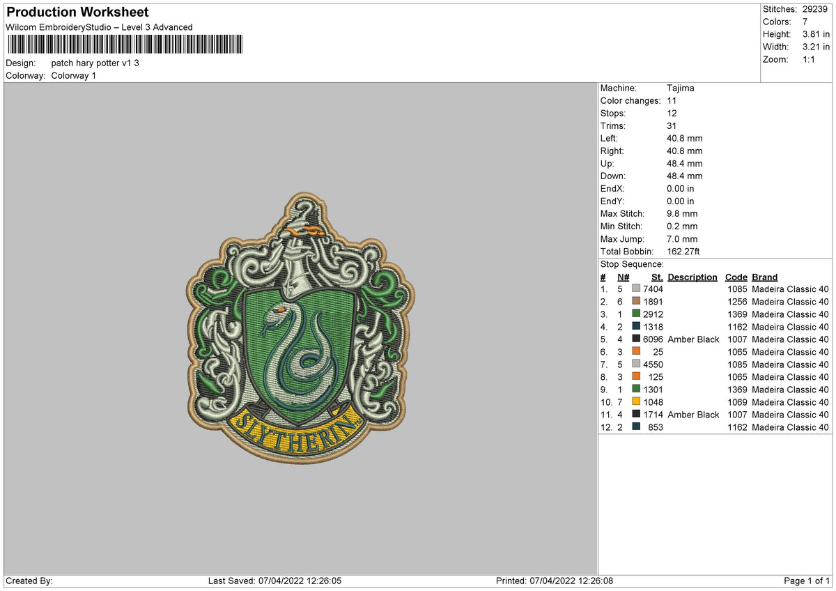 Patch Harry Potter V1 Embroidery File 4 size – Master Digitizer